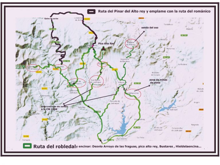 Ruta del área del pico Alto Rey